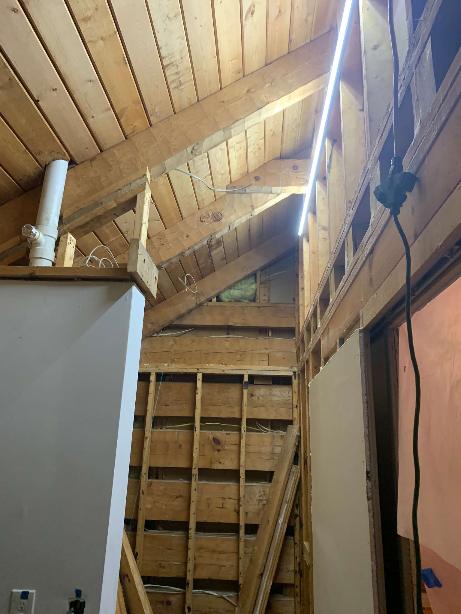 Opening Up a Dropped Ceiling to Reveal Wood and Beams | Log Home Master ...