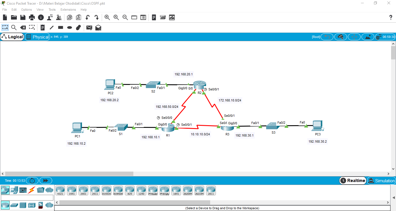 Jaringan Komputer Konfigurasi Ospf Dengan Cisco Packet Tracer