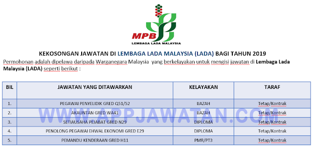 Jawatan Kosong Terkini di Lembaga Lada Malaysia (LADA). - APPJAWATAN ...