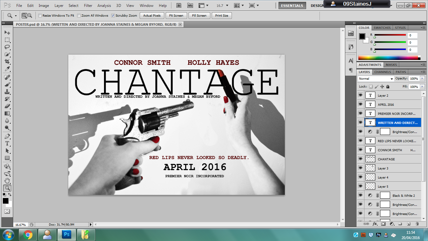 Joanna Staines A Level Media: Chantage Film Poster