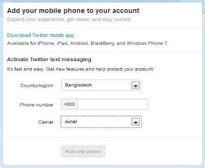 Send Free Mobile SMS by Twitter
