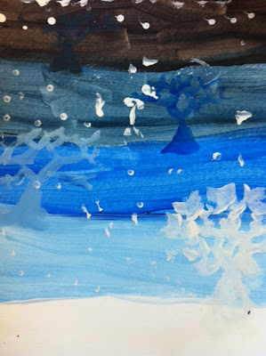 Center School Art: Winter Landscapes by Grade 4