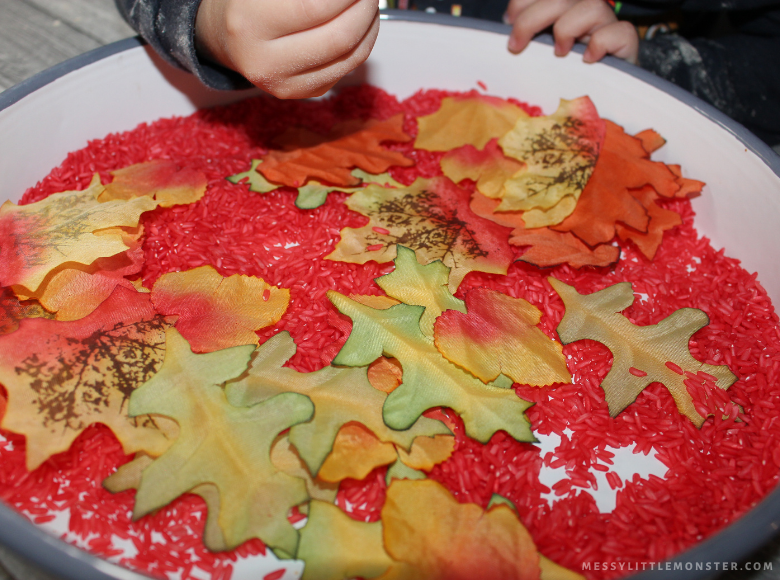 Fall Leaf sensory Bin - Messy Little Monster