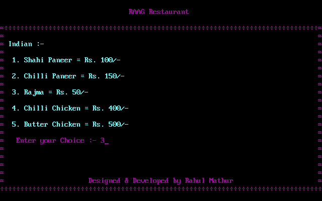 Softworks Restaurant Billing System C Language
