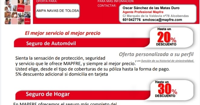 AMPA Navas de Tolosa Paracuellos: PRODUCTOS Y DESCUENTOS CON MAPFRE