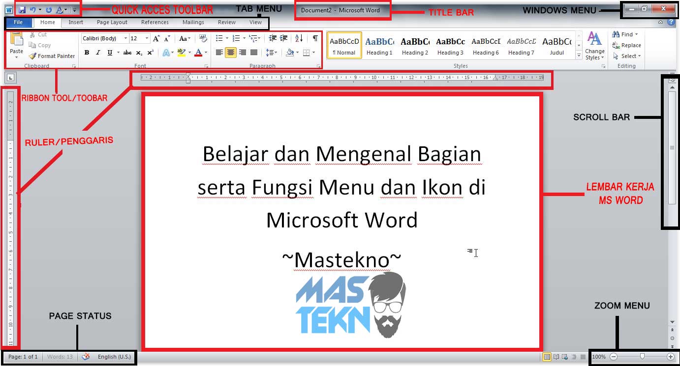 Pengertian menu di microsoft word dan Pungsinya - Marpunge