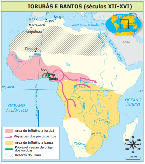Blog de Geografia: MAPA - IORUBÁS E BANTOS (séculos XII-XVI)
