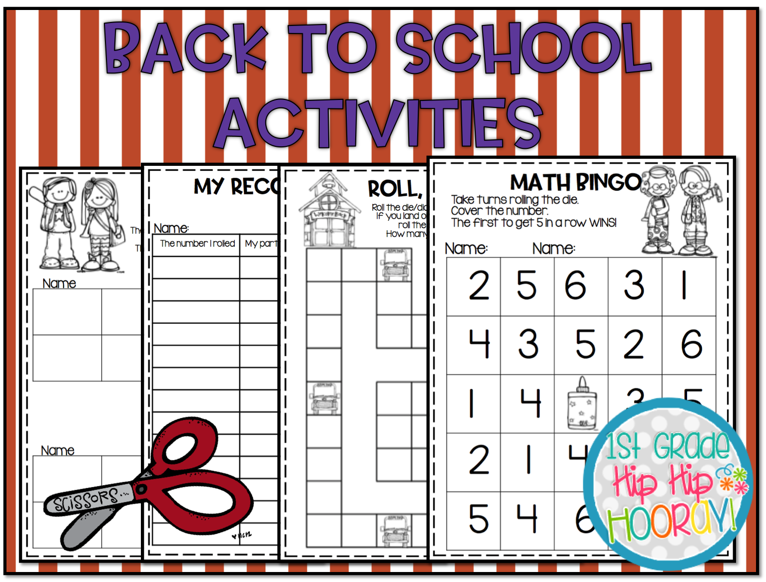 1st Grade Hip Hip Hooray!: Back to School Word Work, Writing, and Math ...