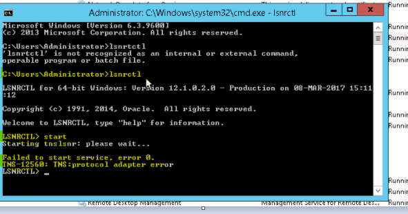 Quest: Oracle Listener wont start, Failed to start service, error 0.