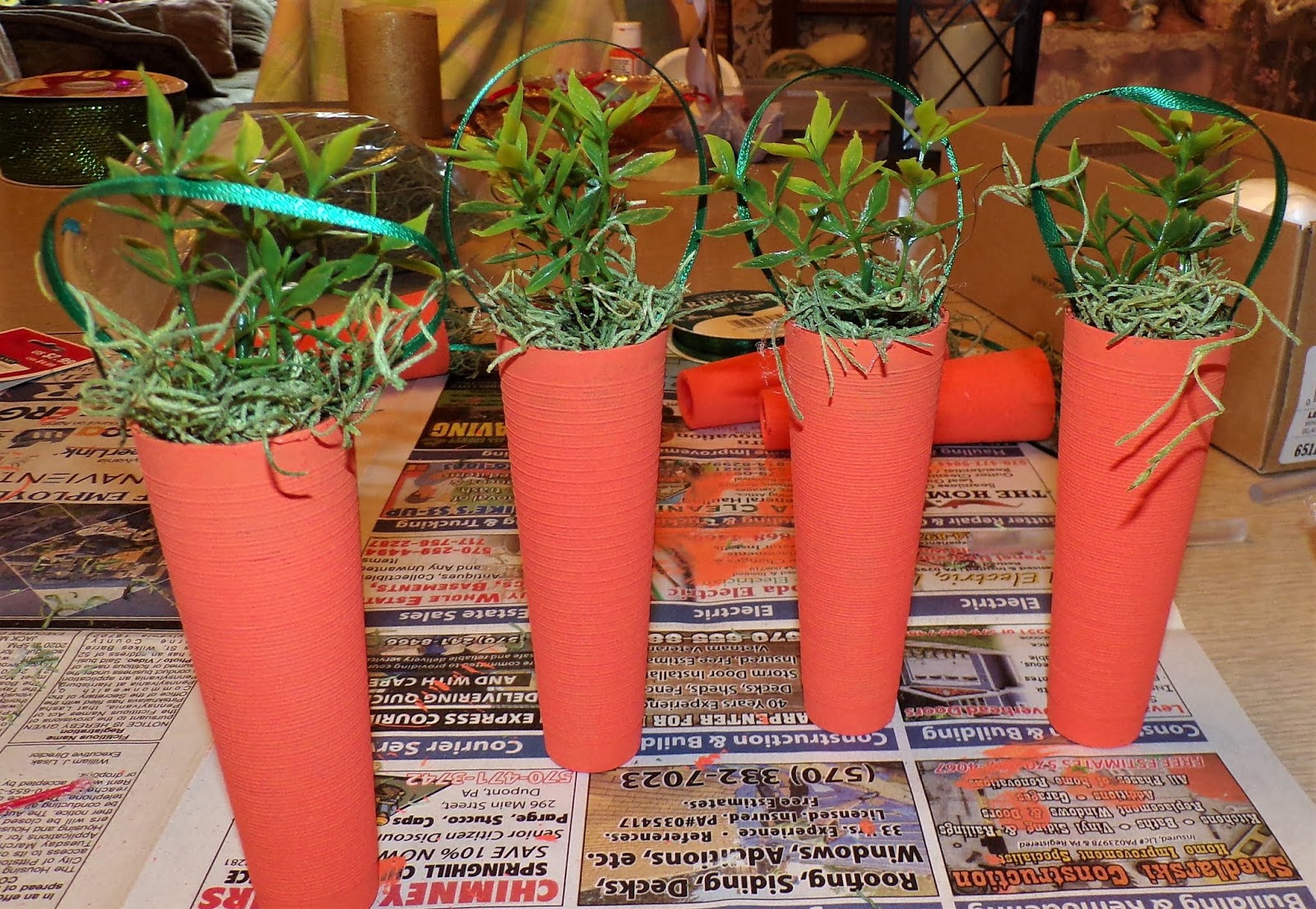 DEBBIE-DABBLE BLOG: Kitchen Easter Tree and Carrot Crafting!!