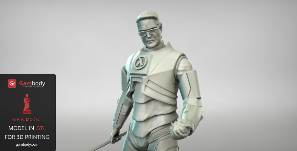 Half Life- Gordon Freeman 3D Models with Crowbar and Gravity gun ...