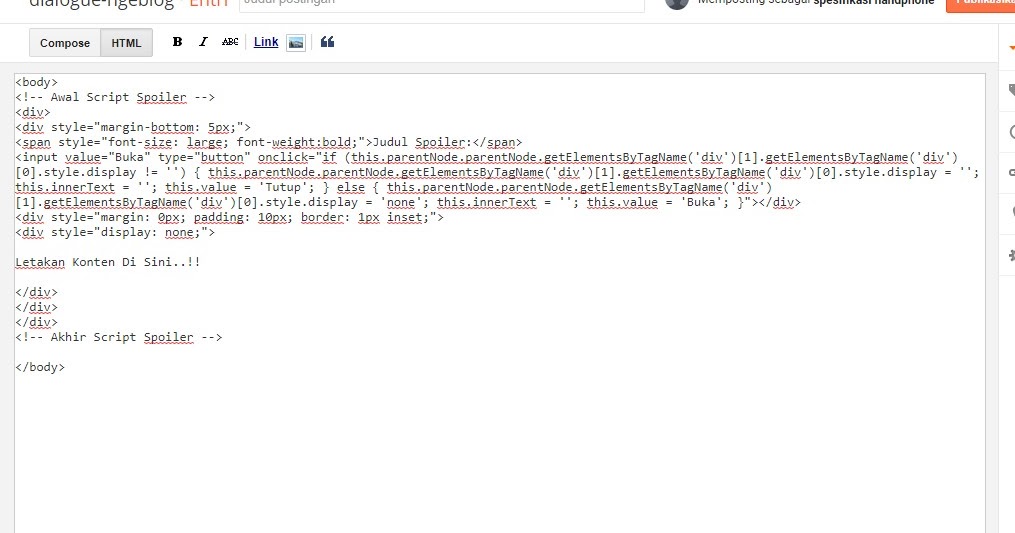 Skript HTML Spoiler (Tombol Buka Tutup) Untuk Blog dengan dan tanpa CSS ...