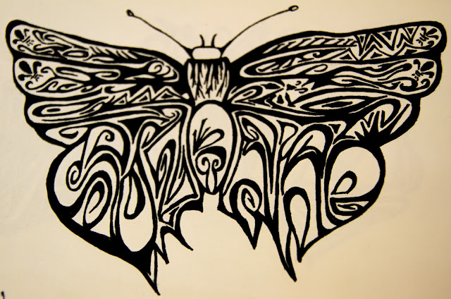 Life Sprinkled With Glitter: Hidden Name Ink Drawings