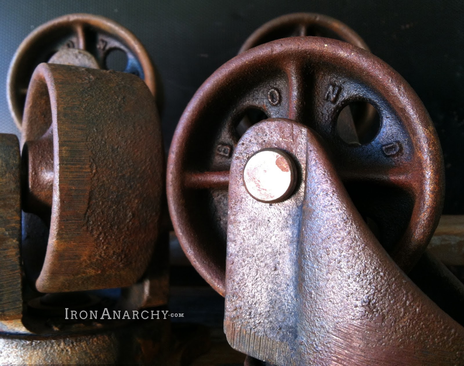 Aged Industrial Cast Iron Casters