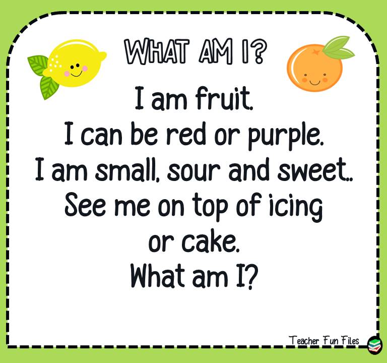 Teacher Fun Files: Fruit Riddles Read and Guess