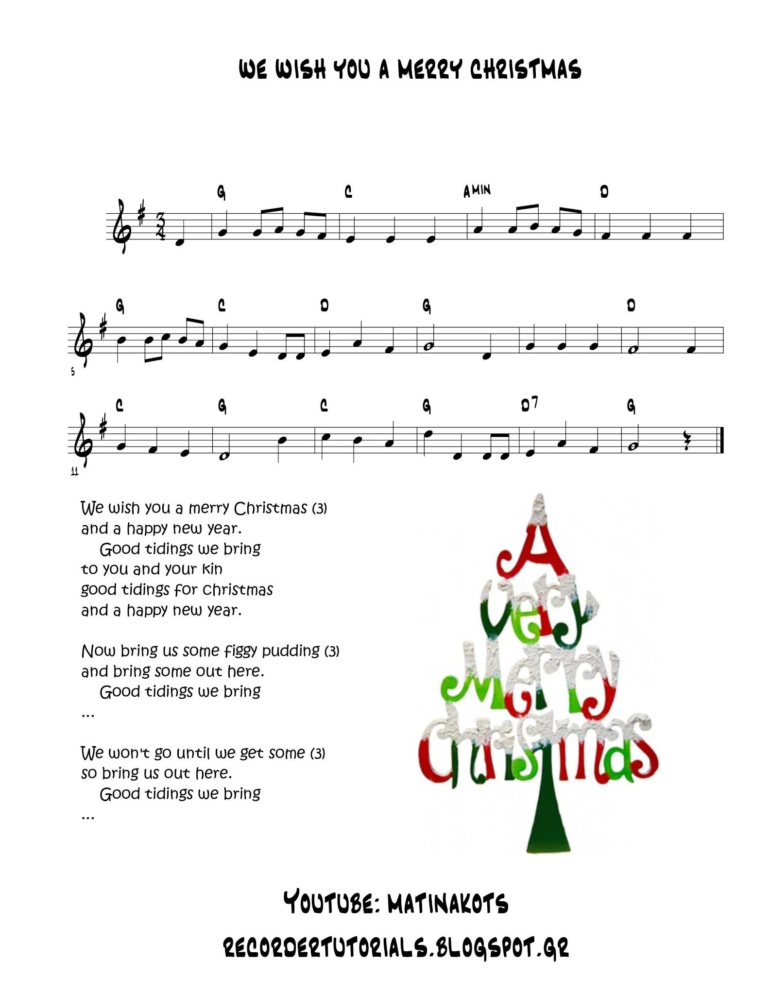 recorder tutorials: We wish you a merry Christmas
