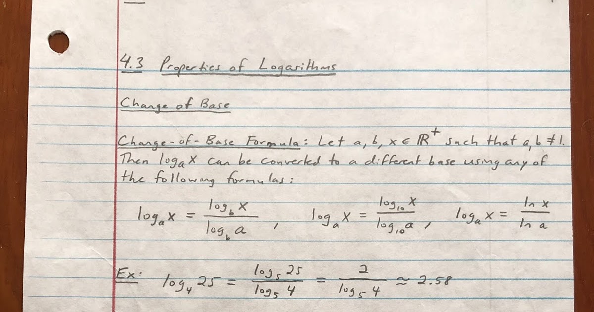 Professor Frank’s Math Blog: Part 1 - Properties of Logarithms - Notes