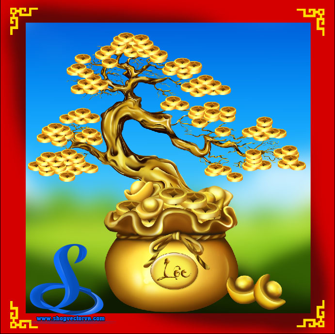 vector cây tài lộc - shopvectorvn