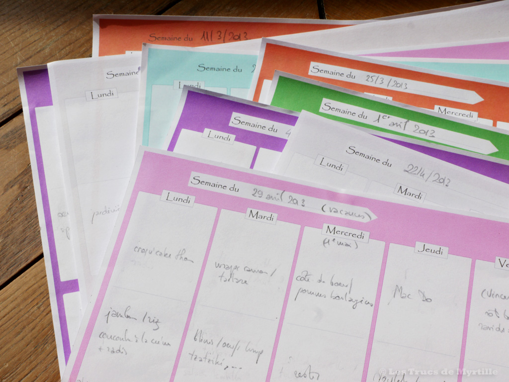 La Cuisine de Myrtille: Planifier ses menus (plannings vierges à ...