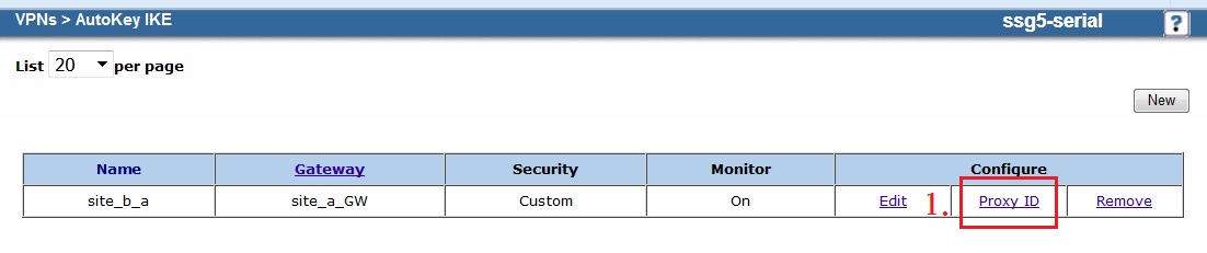Juniper SSG5 VPN (Virtual Private Network)設定