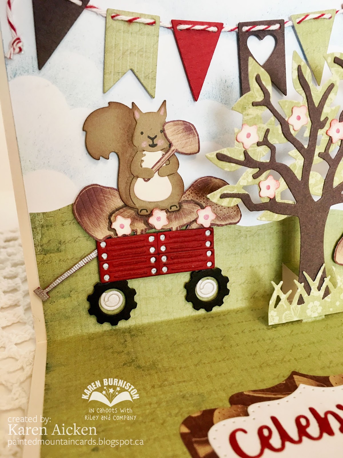 Painted Mountain Cards: Birthday Squirrel and Wagon Birthday Pop-Up Card