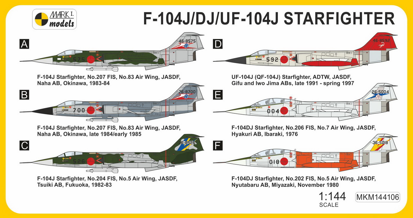 Kampfgruppe 1/144: 1/144 Lockheed F-104J/DJ Starfighter 'Eiko In Japan' (2in1) - Mark I Models