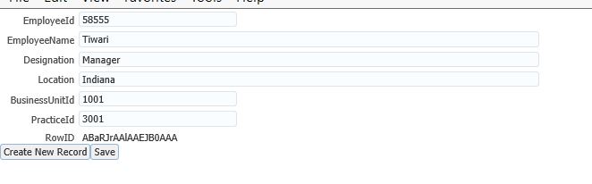 Creating Data Entry Page through Operations Bindings in ADF