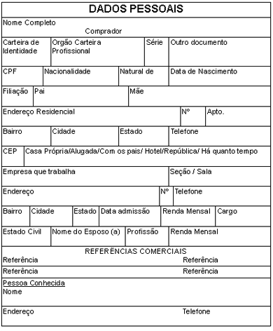 Universo para Noivos: FICHA DE CADASTRO DO CLIENTE