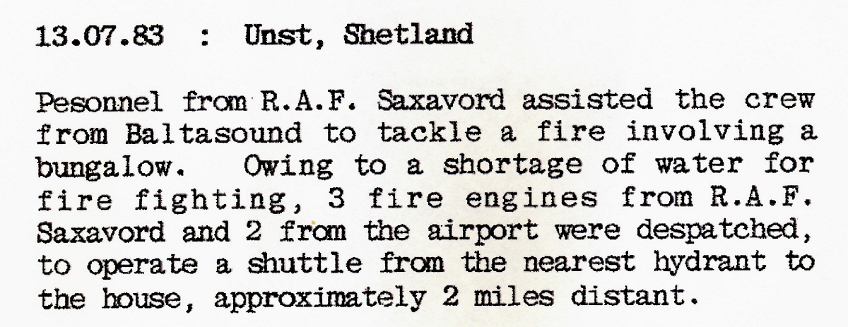 A History of RAF Saxa Vord: The Fire Section Part 3