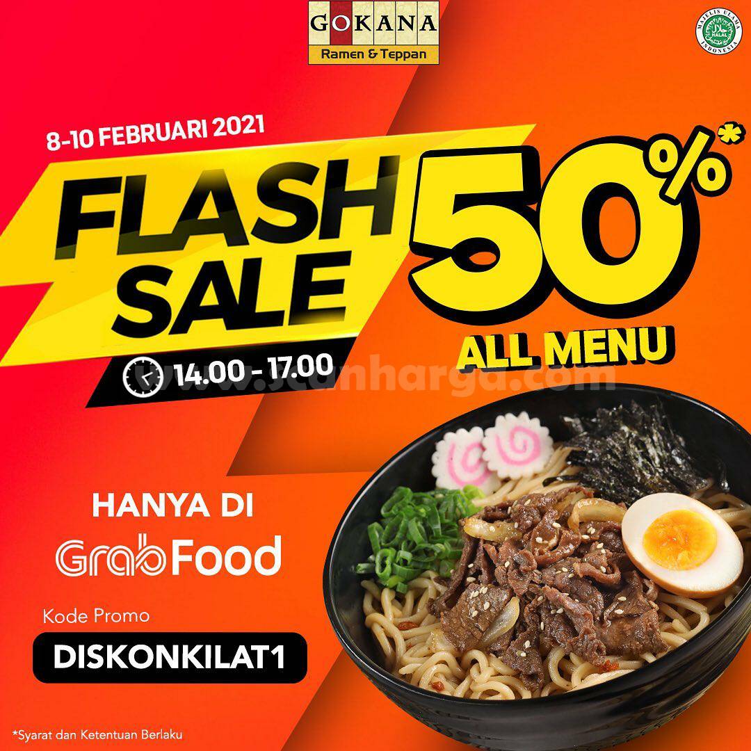 GOKANA Promo GRABFOOD FLASH SALE! DISKON 50% ALL MENU* - scanharga