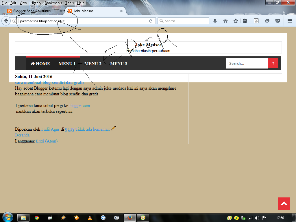 Cara memberi link pada tombol menu navigasi - Sang Agustinus