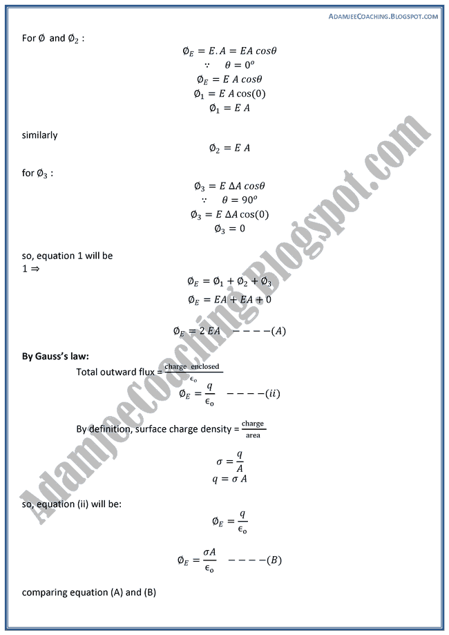Adamjee Coaching: Electrostatics - Theory Notes - Physics XII