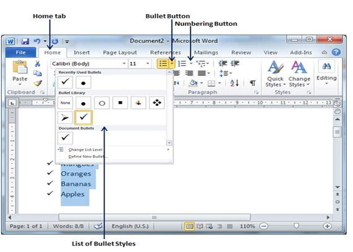 IT (INFORMATION TECHNOLOGY) NOTES: Unit - 4 : Ms-Word List Command