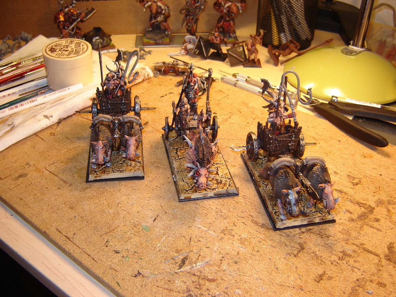 The Company of the Damned: Tuskgor Chariot and Wargor on Razorgor Chariot