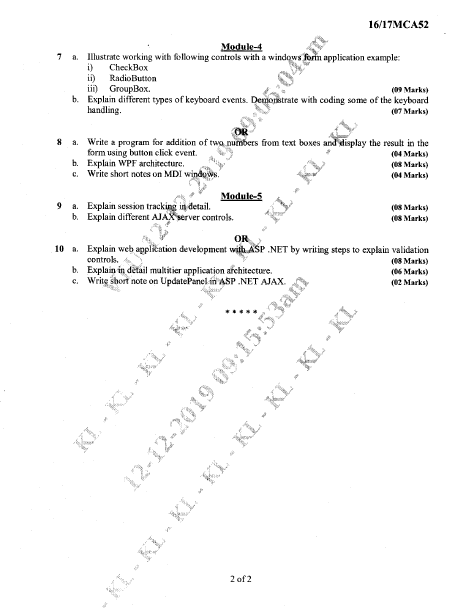 Visvesvaraya Technological University Mca Cbcs Fifth Semester 1617mca52 Programming Using
