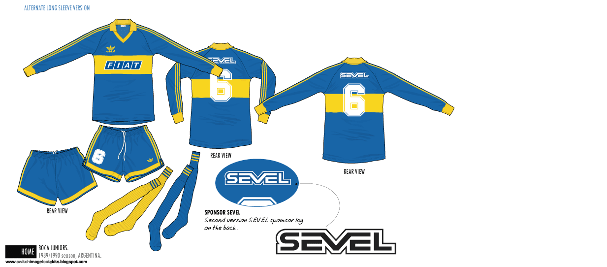 Football teams shirt and kits fan: Kits Boca Juniors 1989/90