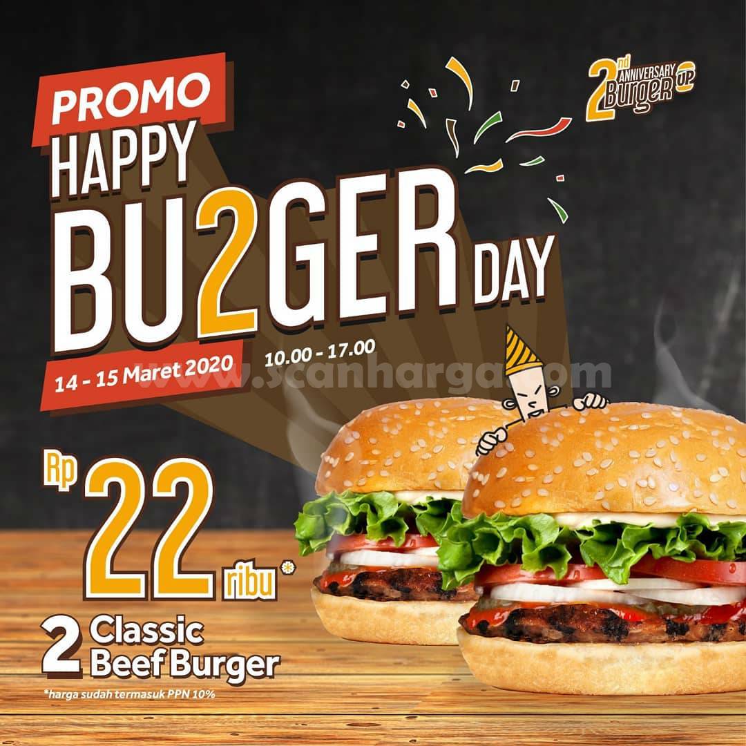 Promo Burger Up HUT Ke2 Periode 14 - 15 Maret 2020 - scanharga