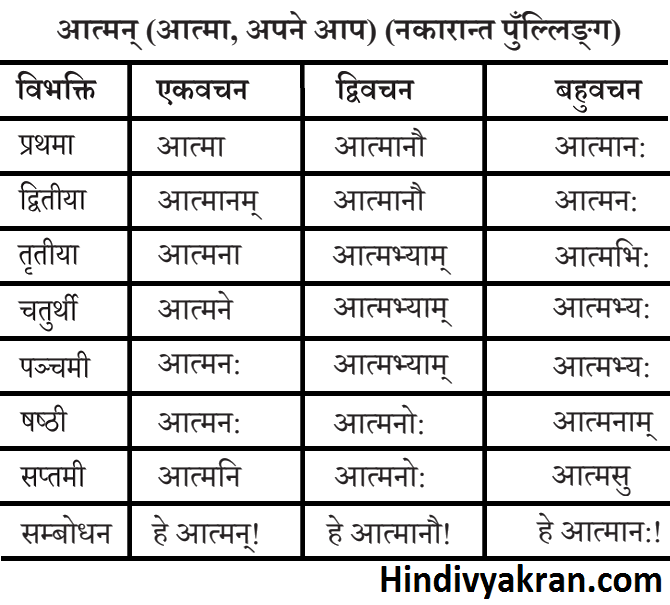 आत्मा / आत्मन् शब्द रूप संस्कृत में – Aatman Shabd Roop In Sanskrit ...