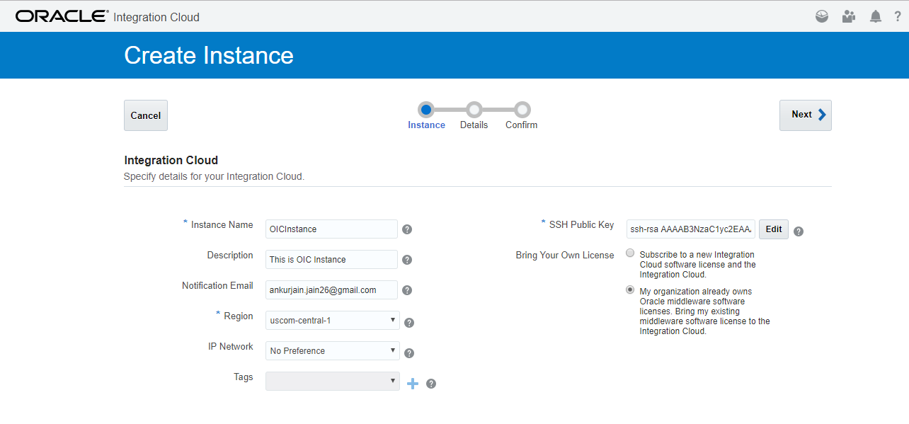 Provisioning the Oracle Integration Cloud (OIC) Instance - TechSupper