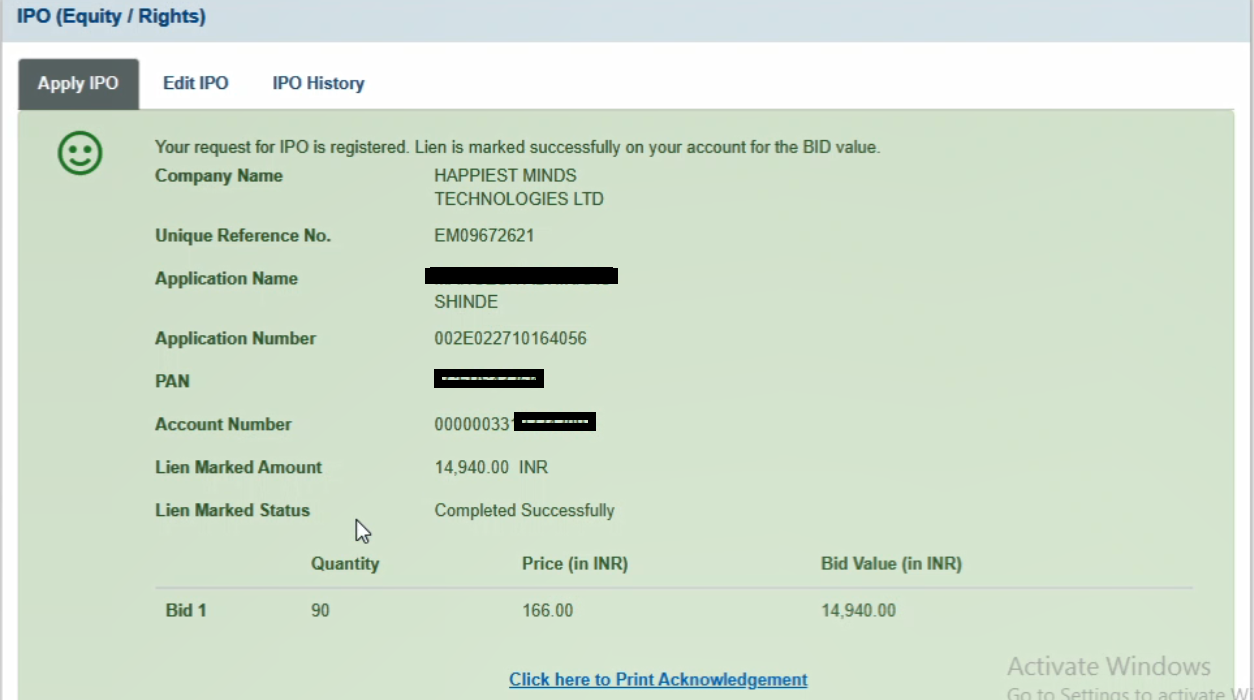 Apply IPO using SBI Internet Banking ASBA