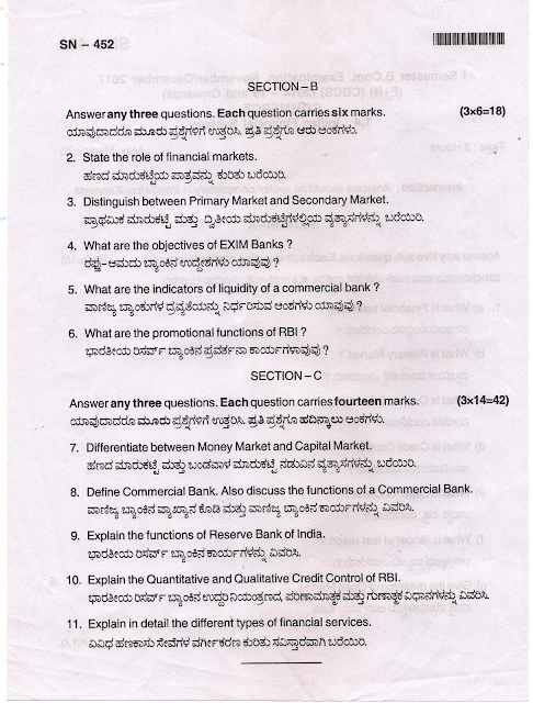 Bangalore University B.Com. COMMERCE 1.4: INDIAN FINANCIAL SYSTEM Nov ...