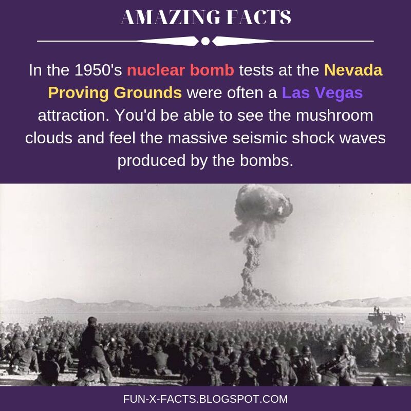 In the 1950's nuclear bomb tests at the Nevada Proving Grounds were ...