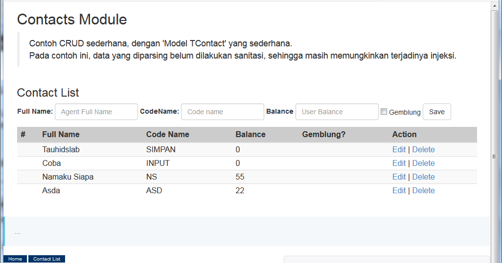 Contoh CRUD Sederhana Menggunakan FastPlaz Web Framework | TAUHIDSLAB Contoh CRUD Sederhana Menggunakan FastPlaz Web Framework | TAUHIDSLAB