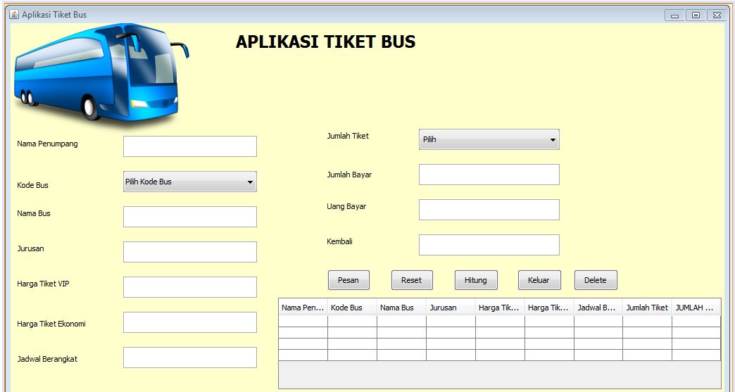 PEMESANAN TIKET BUS BERBASIS JAVA & MYSQL