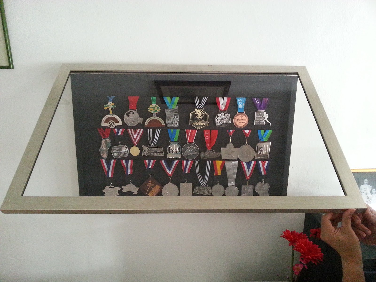 My custom-made wooden race medal frames with glass cover (instead of ...
