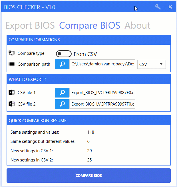 BIOS checker: Export / Compare local and remote BIOS settings | Syst ...