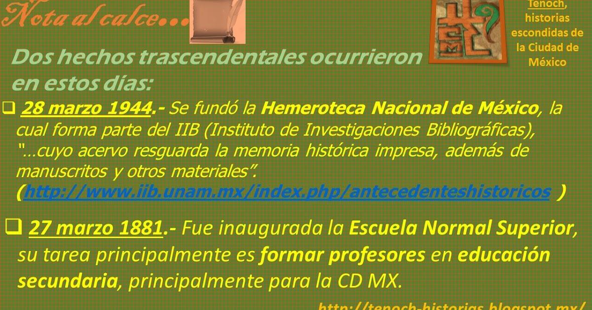 Tenoch, historias escondidas de la Ciudad de México: Nota al calce...27 ...