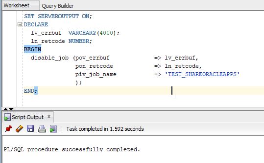 Example Script To Disable Database Jobs Dbms Scheduler Disable Job ~ Oracle Apps Knowledge Sharing