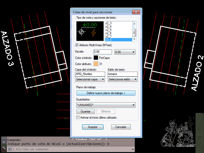 La Marmita: Símbolos de cotas de nivel