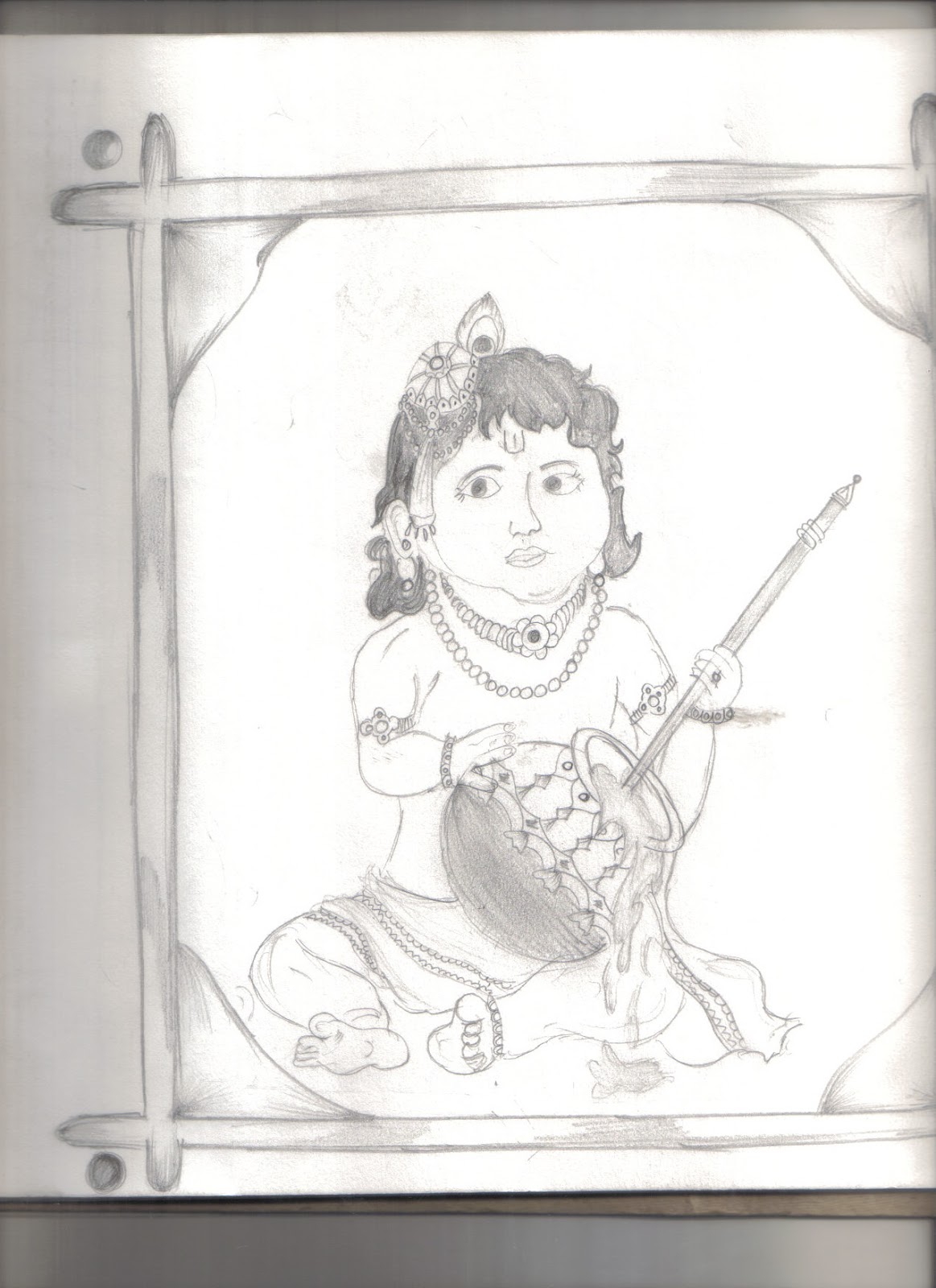 My attempt to draw: My first Bal Krishna :)